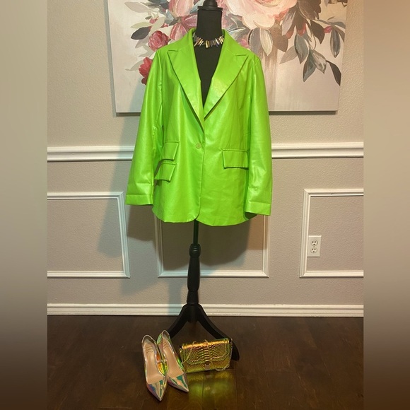 SHEIN | Jackets & Coats | Lime Green Structured Blazer Size Xl | Poshmark